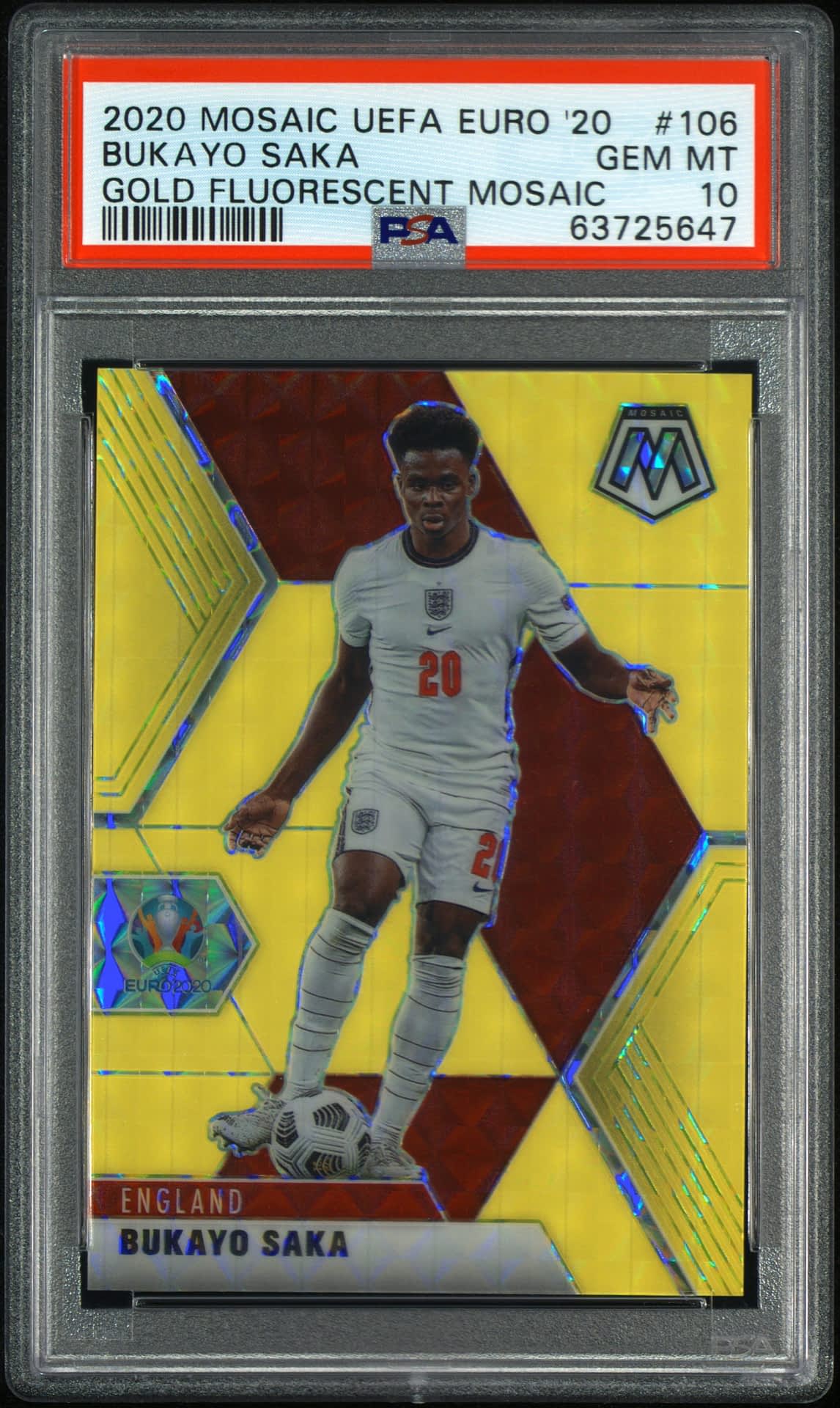 2020 Panini Mosaic Uefa Euro 2020 106 Bukayo Saka Gold Fluorescent Mosaic PSA 10 - HobbyX ...