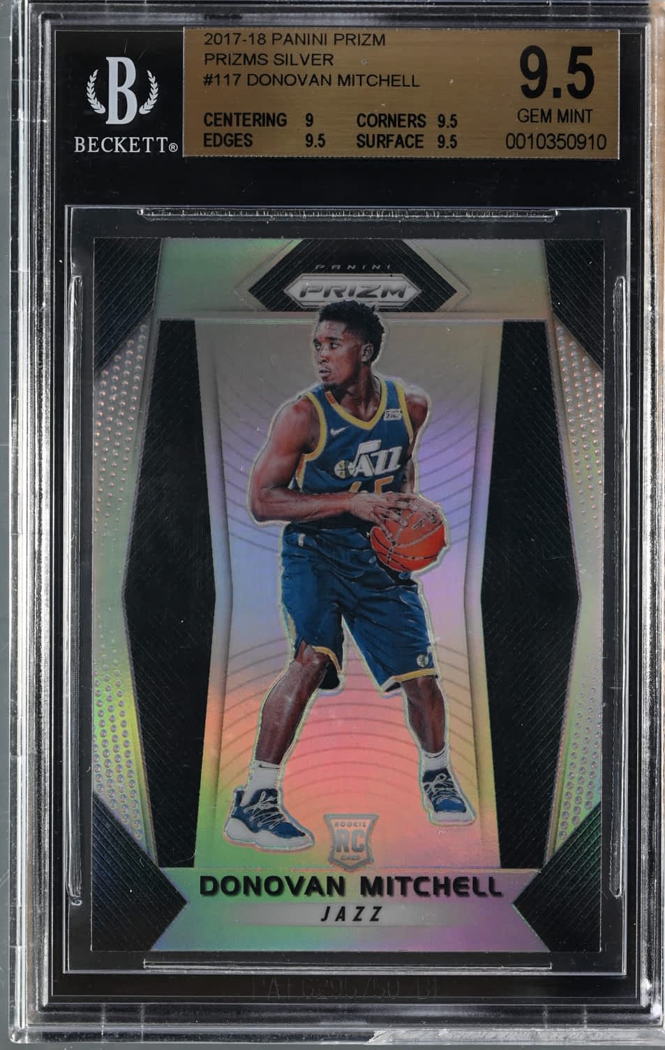 2017-18 Panini Prizm Prizms Silver #117 Donovan Mitchell BGS 9.5 ...