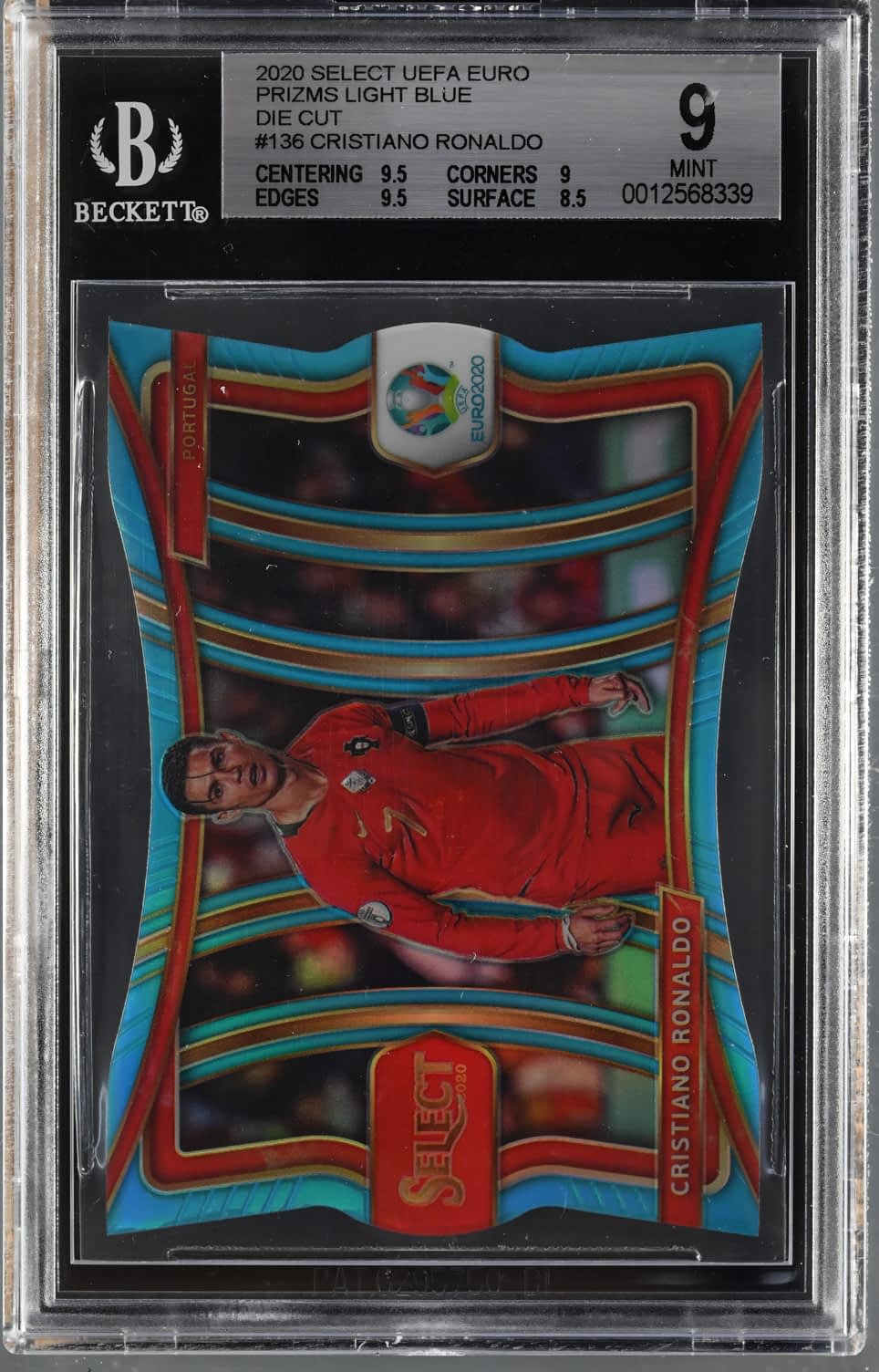 2020 Select UEFA Euro Prizms Light Blue Die Cut #136 Cristiano Ronaldo ...