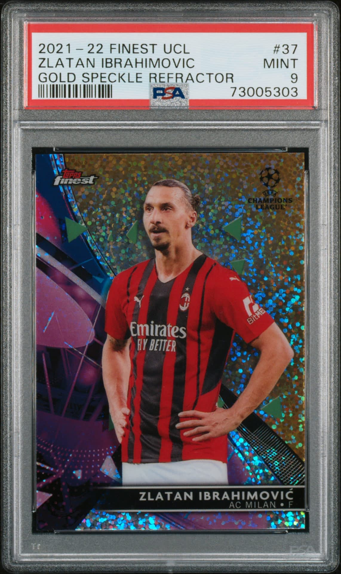 2021-2022 Topps Finest Uefa Champions League 37 Zlatan Ibrahimovic Gold ...