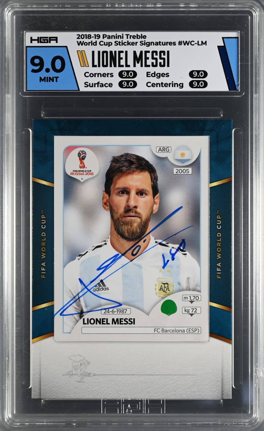 2018-19 Panini Treble #WC-LM Lionel Messi World Cup Sticker Signature ...